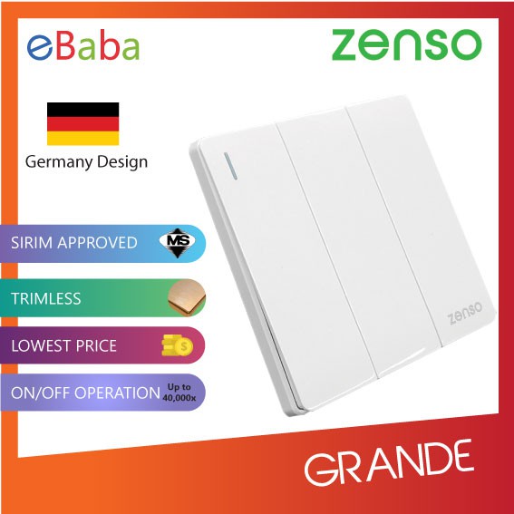 [SIRIM] Zenso Grande Switches & Sockets - Grande White Color #1gang ...