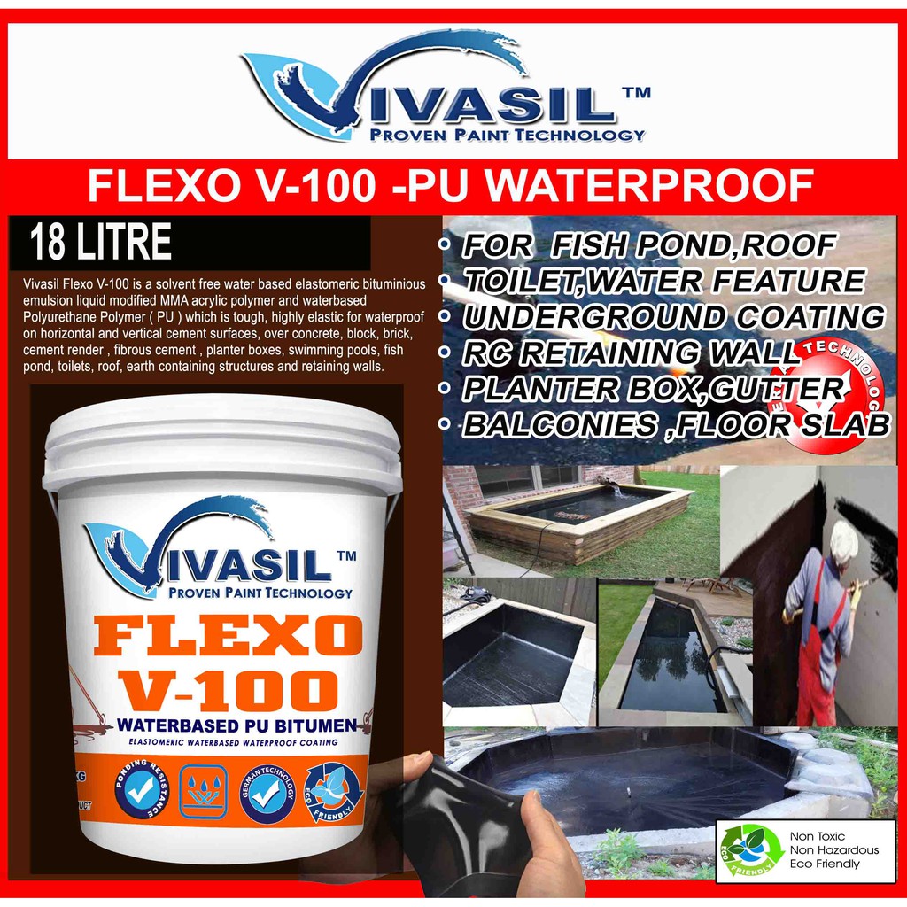 18L VIVASIL FLEXO V-100 WB ELASTOMERIC WATERPROOF COATING-BITUMEN,MMA ...