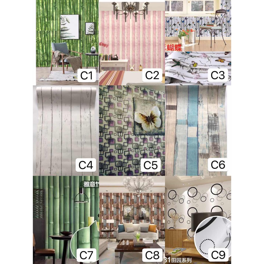 Corak Cantik 2D WALLPAPER Self Adhesive PVC Sticker WATER PROOF BRICK ...