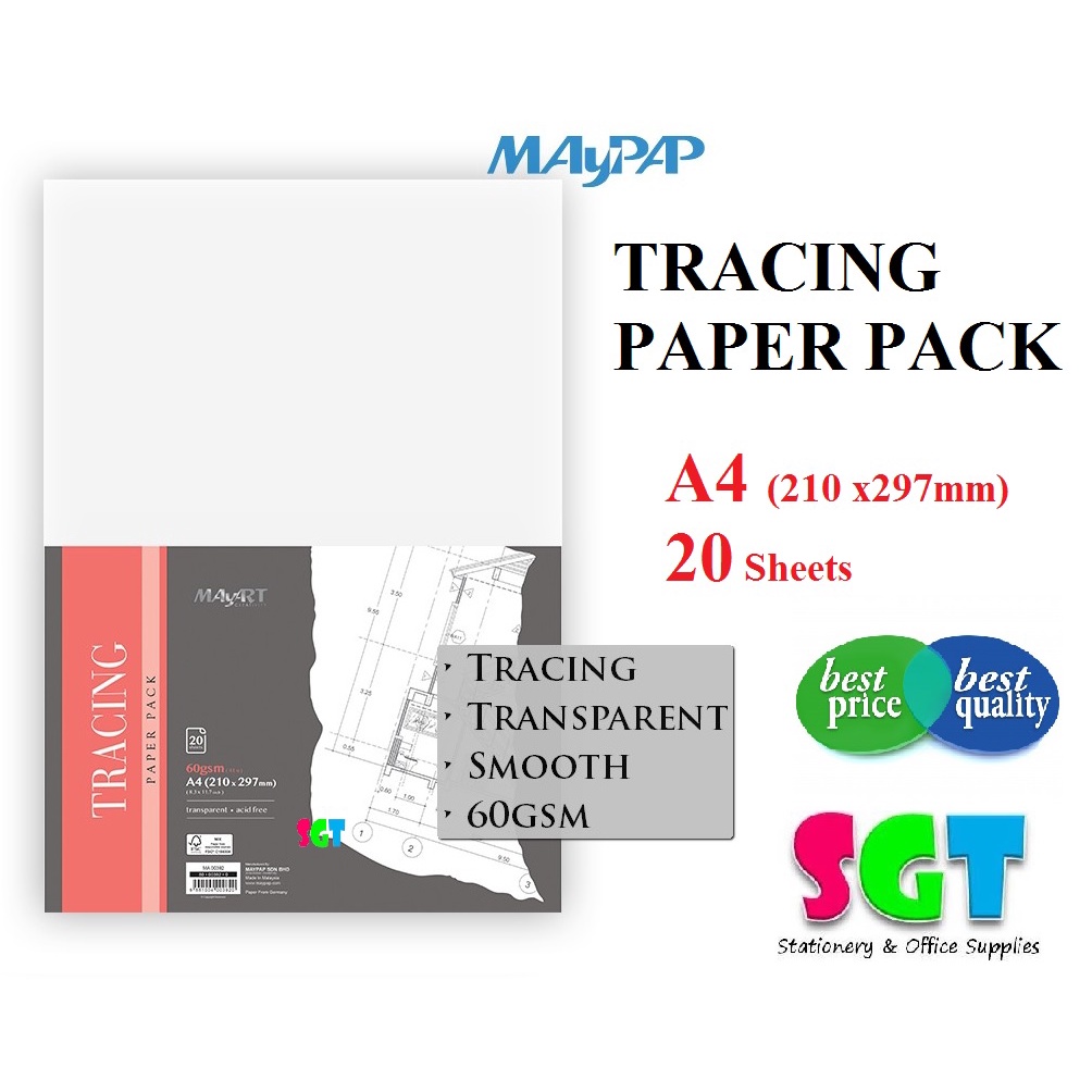 MAYART A4 Tracing Paper 60gsm - 20 Sheets / Pack | Shopee Malaysia