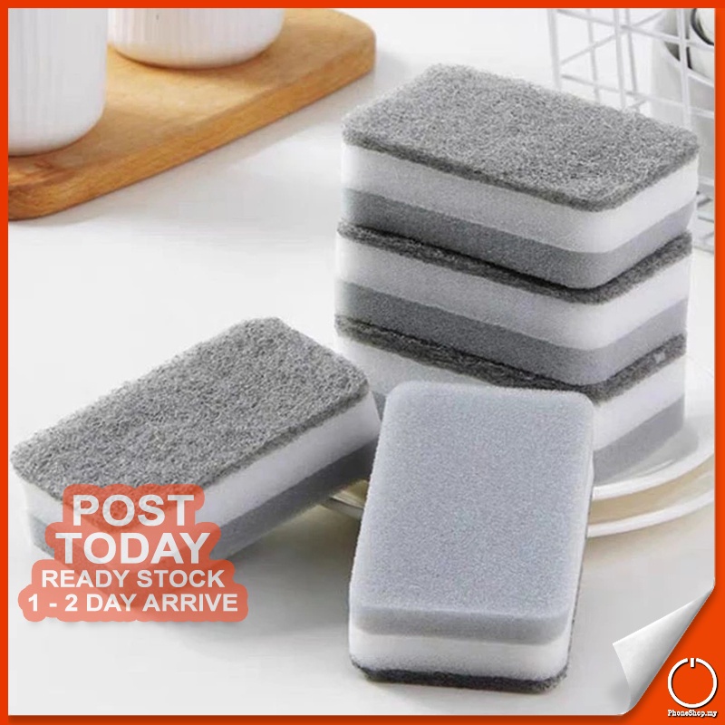 𝐎𝐃𝐎𝐑 𝐅𝐑𝐄𝐄 Double Sided Three Layered Dishwashing Sponge Strong ...