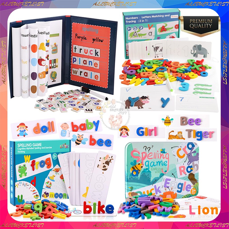 Alphabets Numbers Flash Cards Wooden Letters ABC Matching Puzzle Game ...