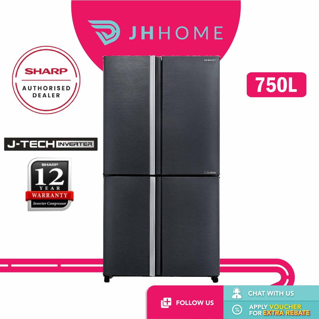 Sharp 750L J-Tech Inverter 4 Door Refrigerator ActiFresh Hybrid Cooling ...