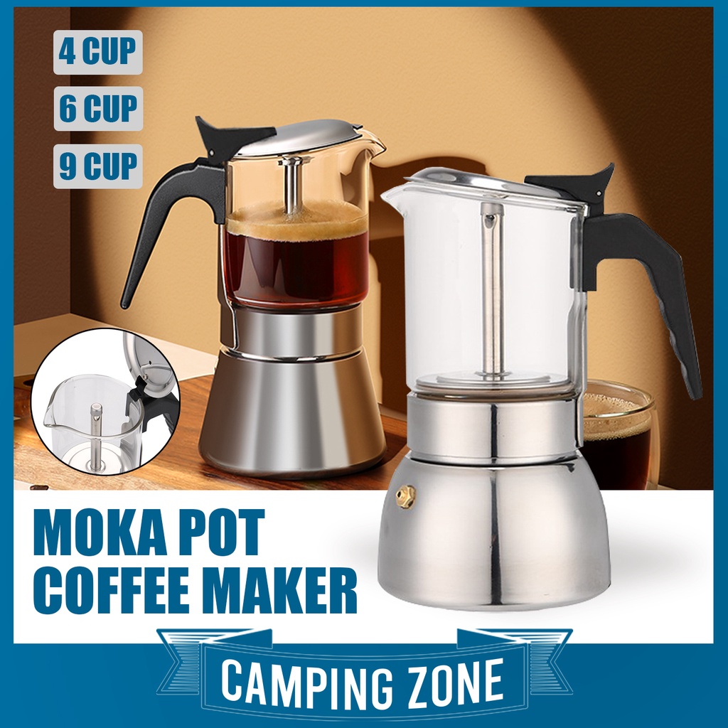 Moka Pot Coffee Maker Steel Moka Pot Glass Moka Pot Cofee Maker Camping ...