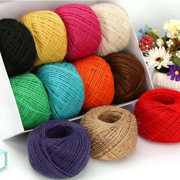 Multi Colors 1Roll 50M Natural Burlap Hessian Jute Twine Cord Hemp Rope ...