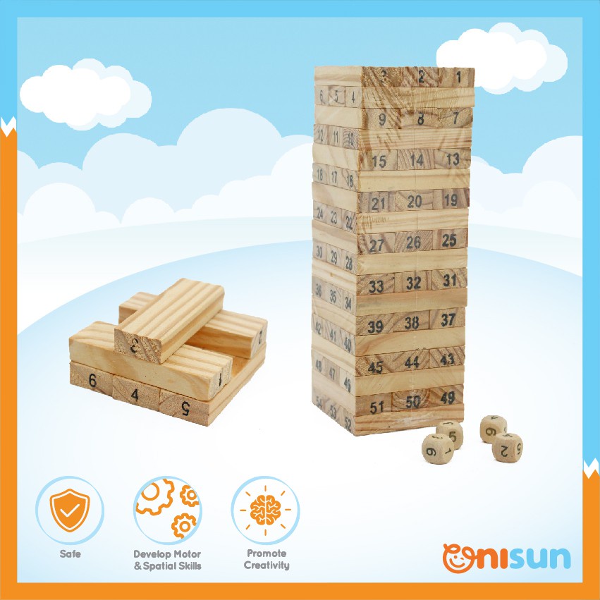 54Pcs Wooden Stack and Fall Blocks Toys | Shopee Malaysia