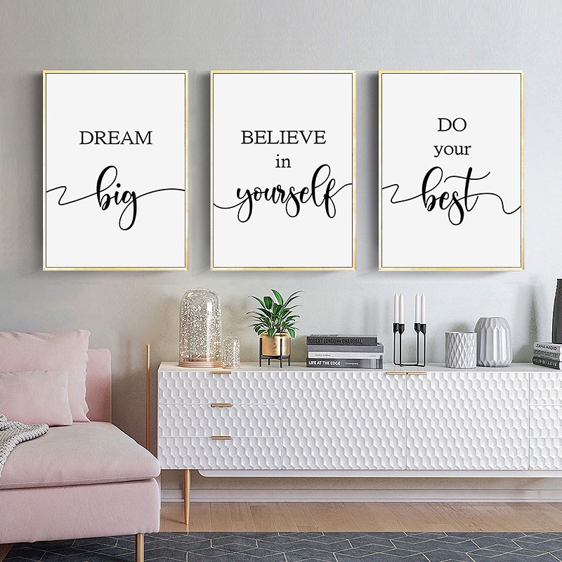 Minimalist Inspiring Quote Canvas Painting Simple Wall Decorative ...