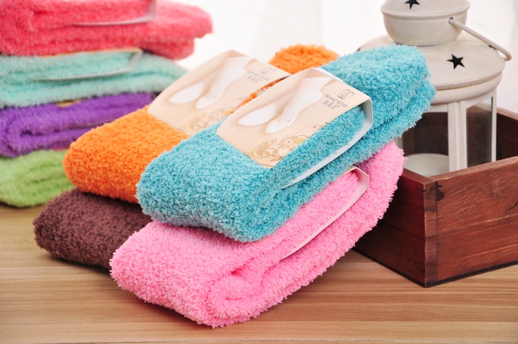 Colorful Soft Sleeping Sock Winter Microfiber Sock Warm Fuzzy Fluffy ...