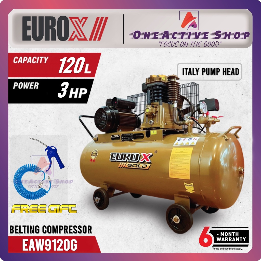 EUROX GOLD 3HP 120L Air Compressor EAW9120 / EAW9120G - 6 Month Warranty ( EUROPOWER AIR ...