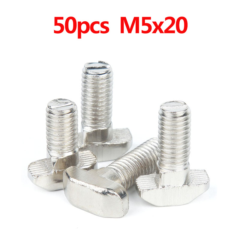 50pcs/lot M5x12 M5x16 M5x20 T Bolt Screws for EU Standard 2020 Linear Rail Aluminum Profile ...