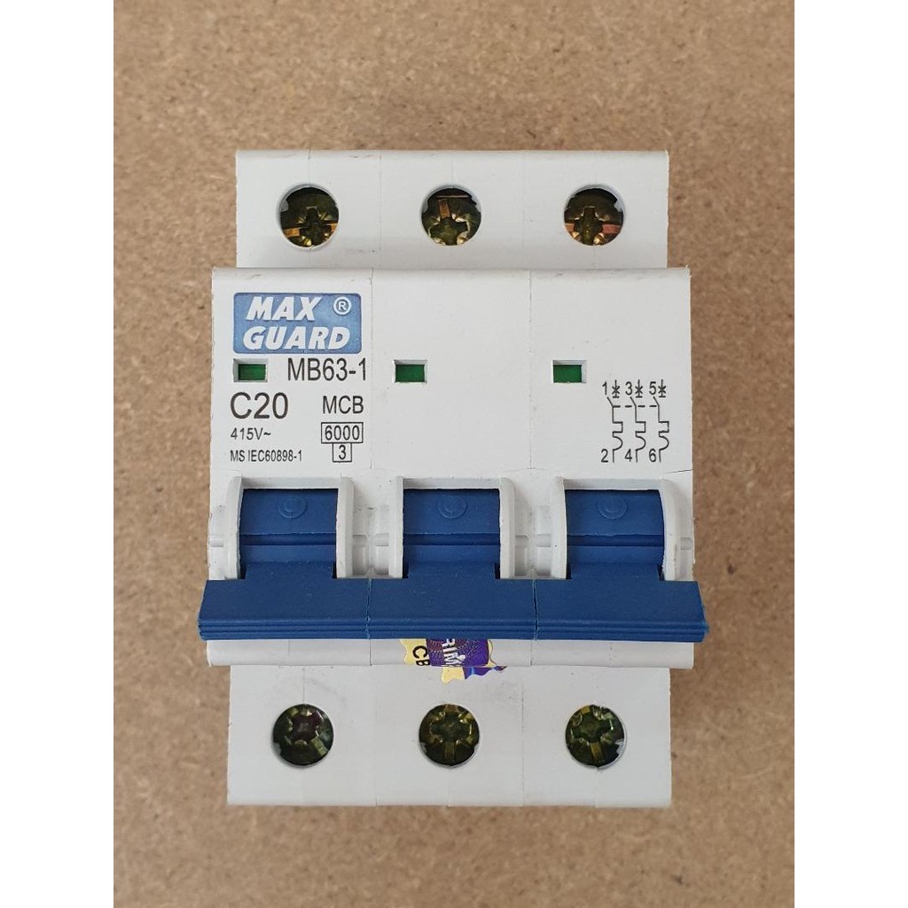 Maxguard 3 Pole 6kA 20A MCB (White) | Shopee Malaysia