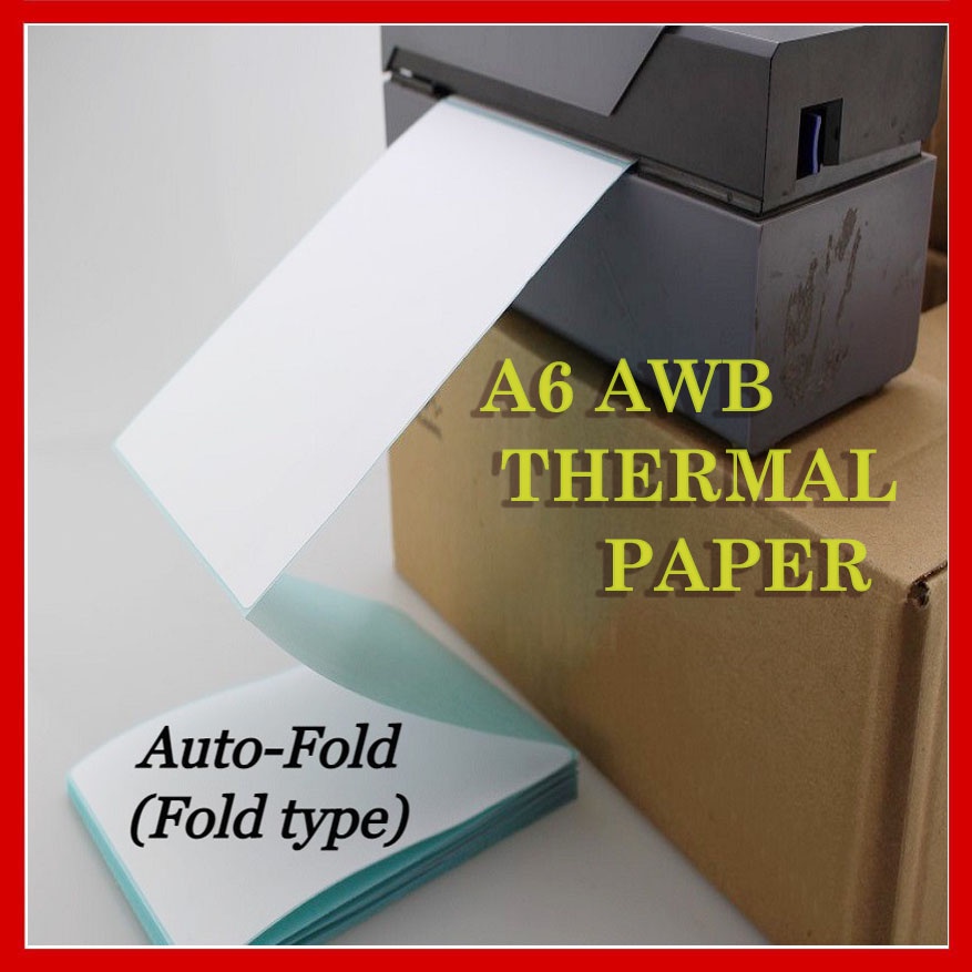 AA A6 AWB 50/100 Pcs Fold / Stack Type Shopee Waybill Thermal Paper ...