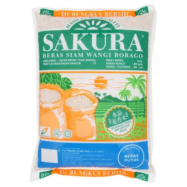 Beras Siam Wangi Sakura Borago 10kg | Shopee Malaysia