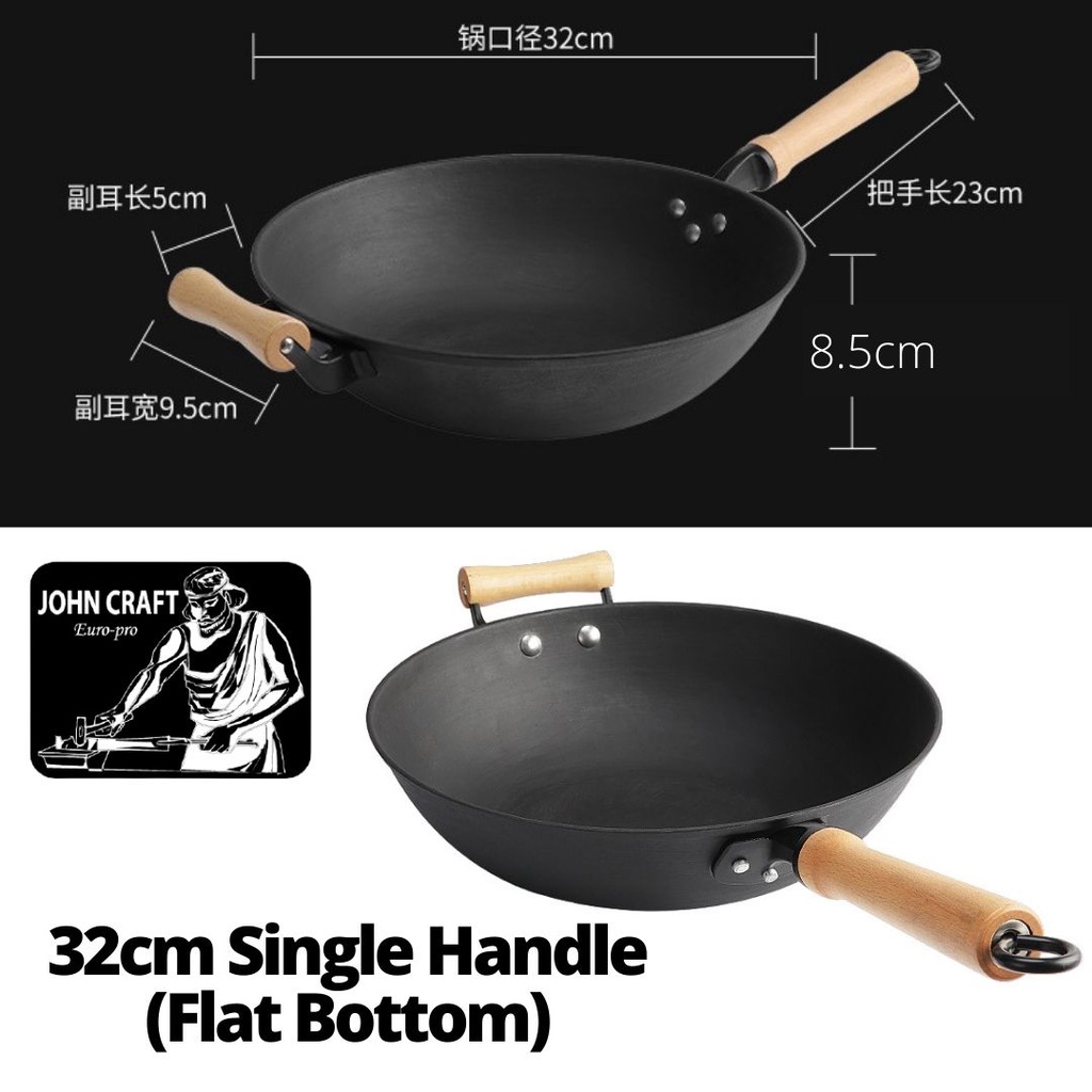 John Craft Metal Cast Iron Wok (32cm, 34cm, 40cm, 42cm) | Shopee Malaysia