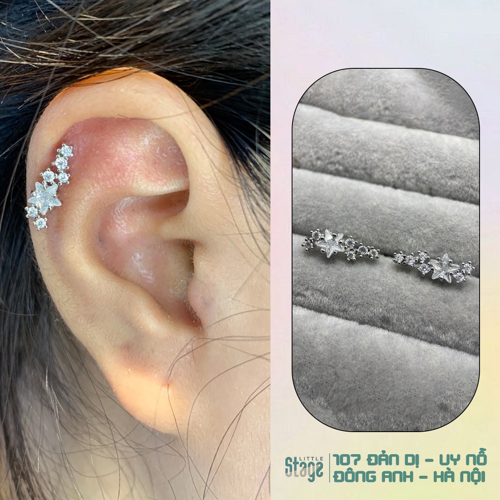 Star-shaped stone piercing piercing piercing, wearing helix ...
