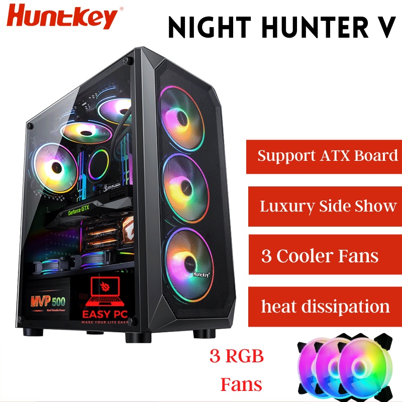 HUNTKEY ATX Gaming Computer Chassis Case Casing WHITE & BLACK Combo RGB ...