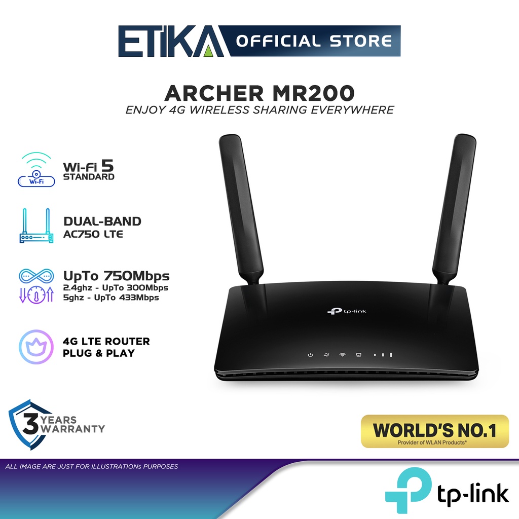 TP-Link Archer MR200 | AC750 Dual Band 5Ghz 4G LTE Wifi Sim Router ...