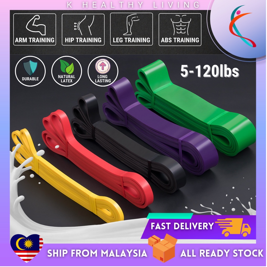 【READY STOCK】Resistance Band/ Natural Latex/ Yoga Elastic Pull Up Band ...