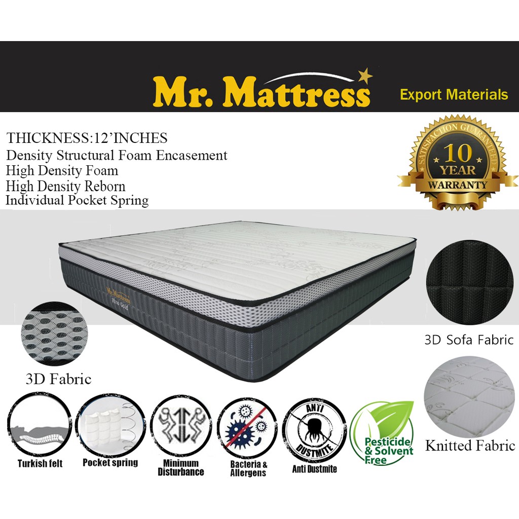 Pocket Spring Mattress Vino Gold 12''inch Queen size tilam | Shopee ...