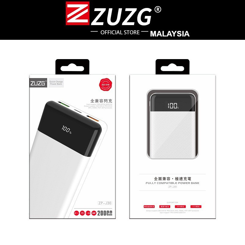 ZUZG Quick Charge Dual USB Port Fast Charging Power Bank 3.0 (20000mAh ...