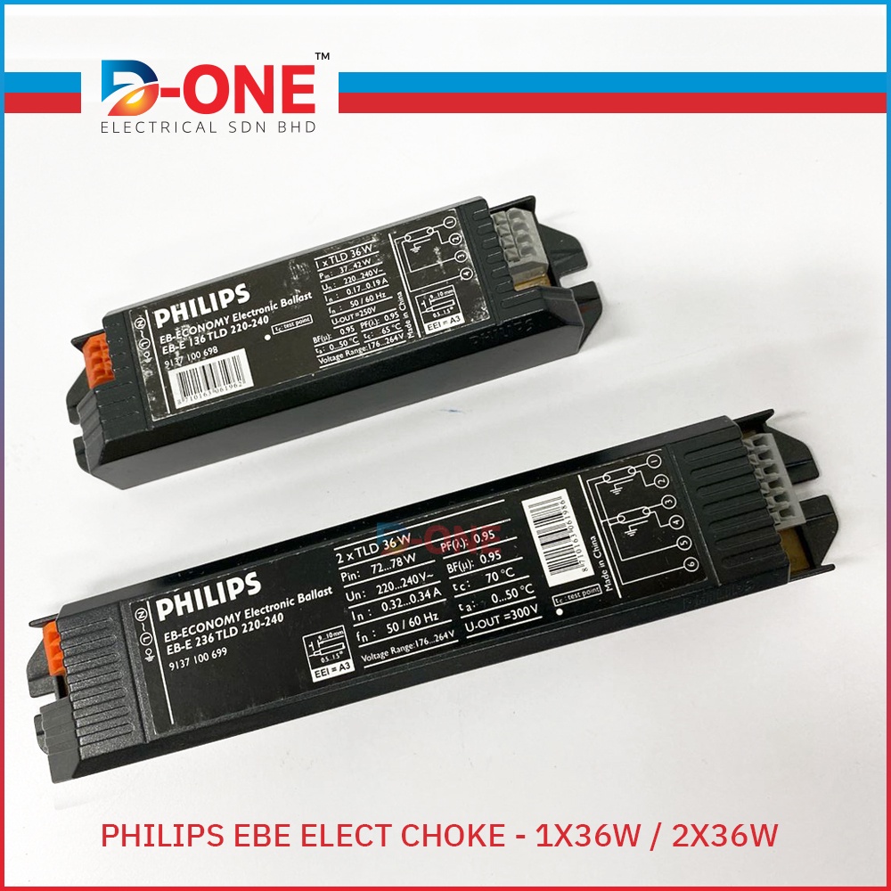 PHILIPS ELECTRONIC BALLAST FOR FLUORESCENT T8 TUBE - 1X36W / 2X36W ...