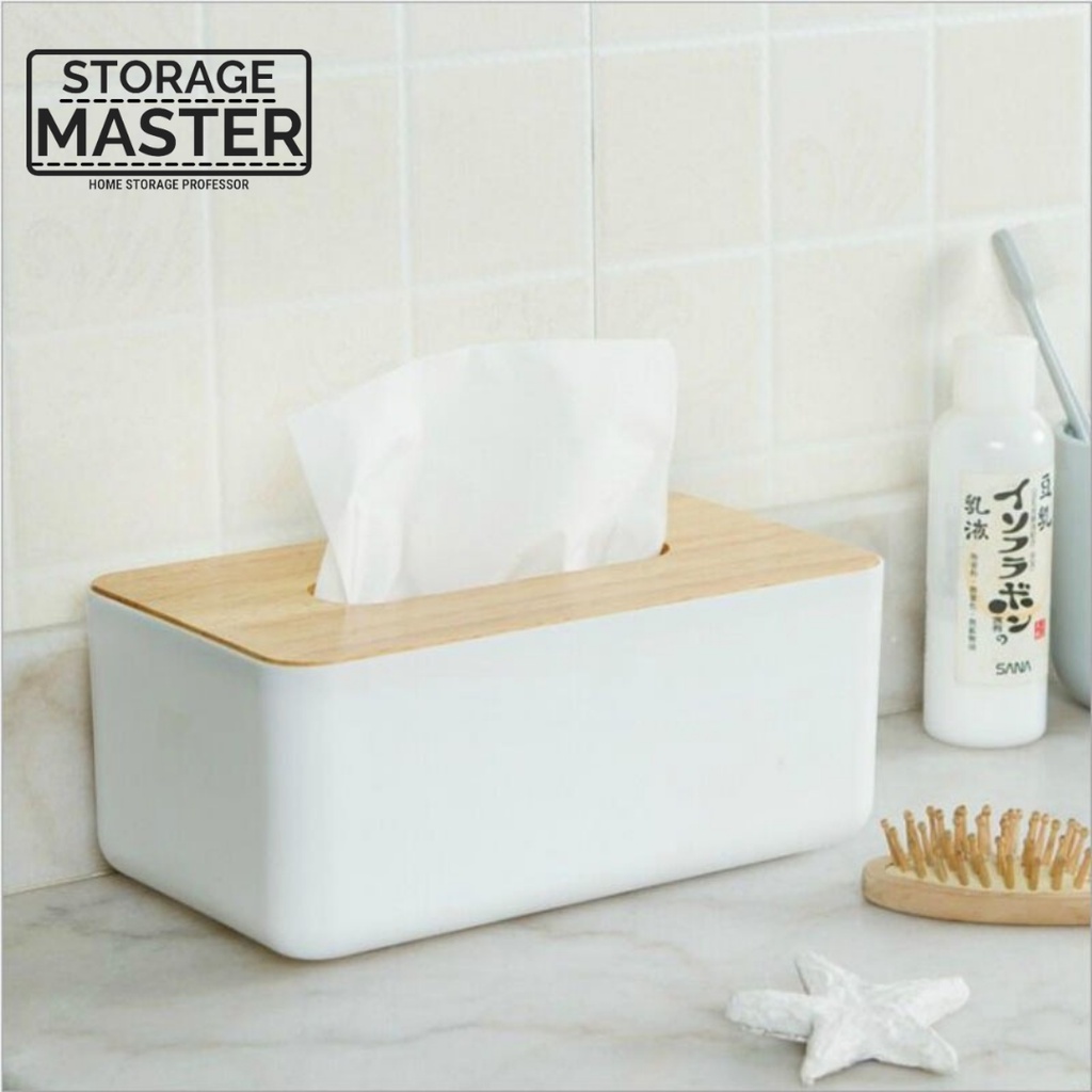 【Ready Stock】Muji Wooden cover Tissue box with storage box pen storage ...