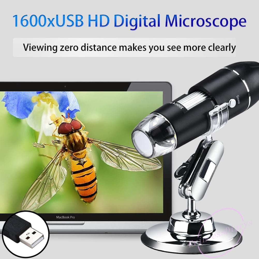 1600X 8 LED USB Zoom Digital Microscope Hand Held Magnifier Biological ...