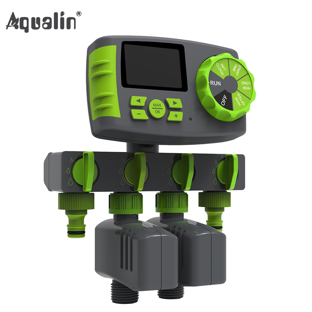 Aqualin 4-Zone Automatic Irrigation System Watering Timer Garden Water Timer Controller System ...