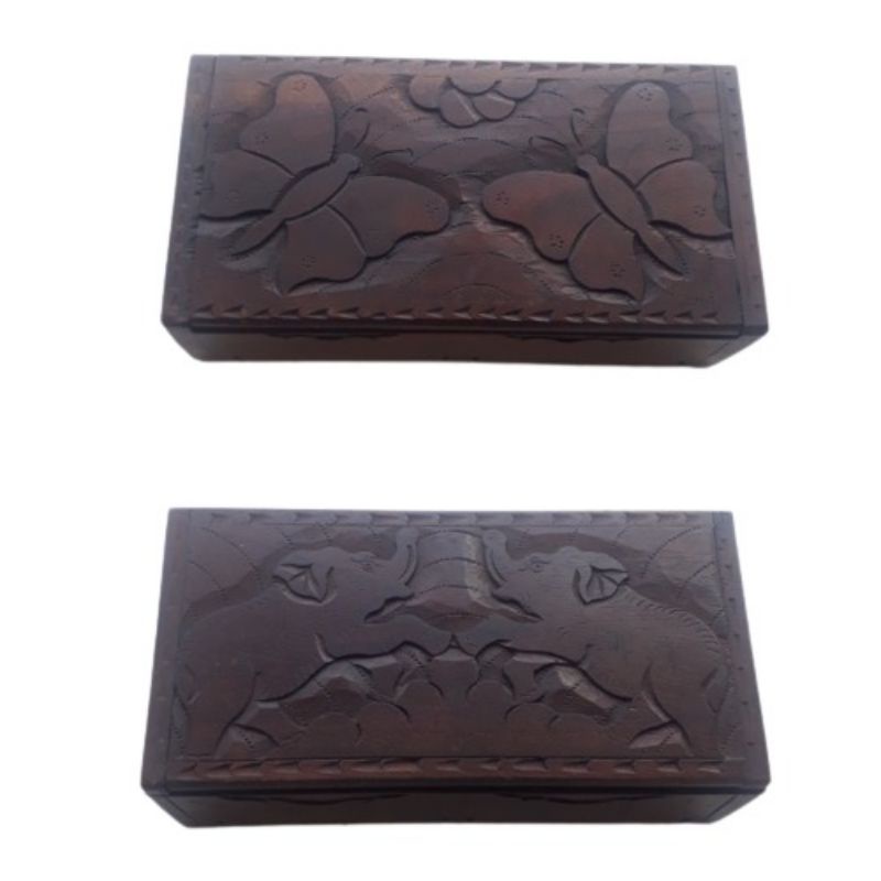 KAYU Balinese carved wooden jewelry storage box measuring 20×10×7cm ...