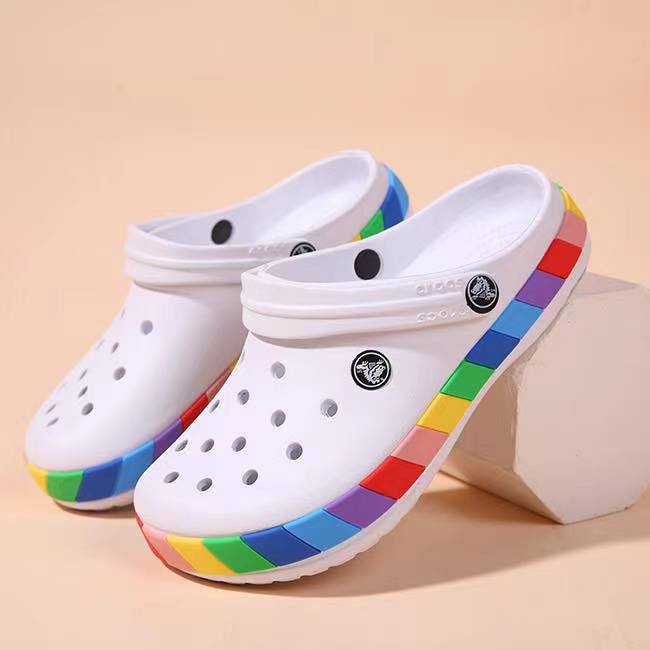 Crocs Rainbow Colorfull Design Platform Clog Slip-Ons Clossed Sandals ...