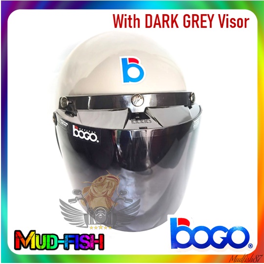 TOPI KELEDAR BOGO 3PINS MODERN GREY | NANO GRAY HELMET WITH VISOR (BG ...