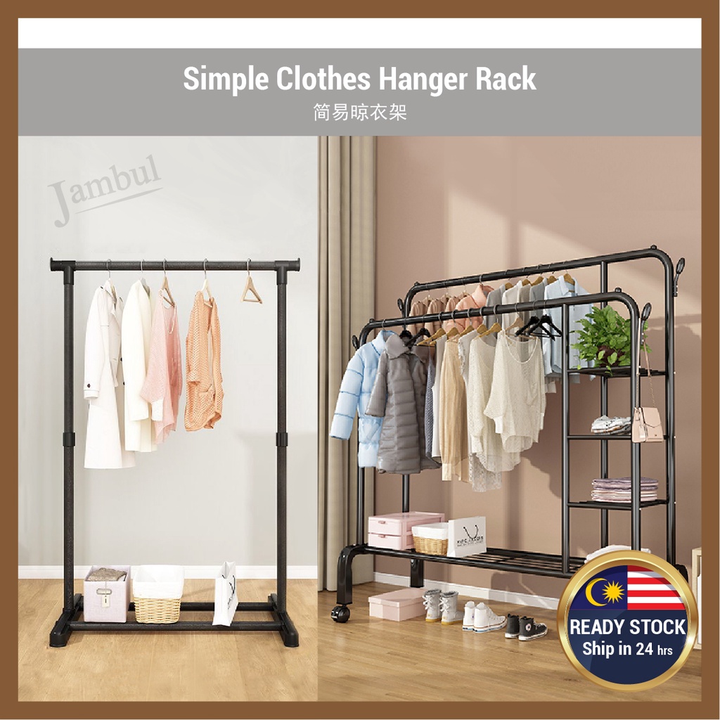 Simple Clothes Hanger Rack Laundry Cloth Hanger Rak Besi Gantung Baju ...