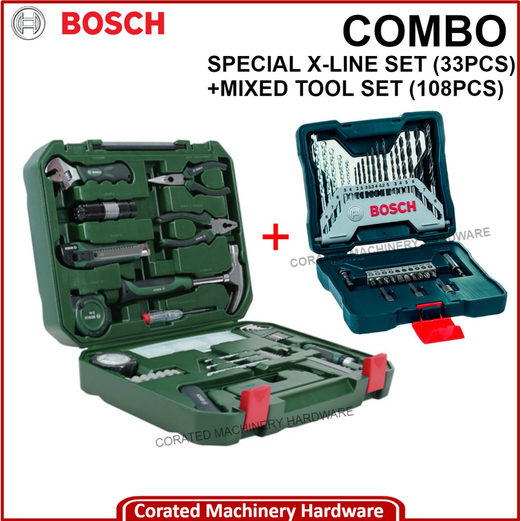 Bosch 33 Piece 108 Piece X Line Drill Bit Set And Mixed Hand Tools Set