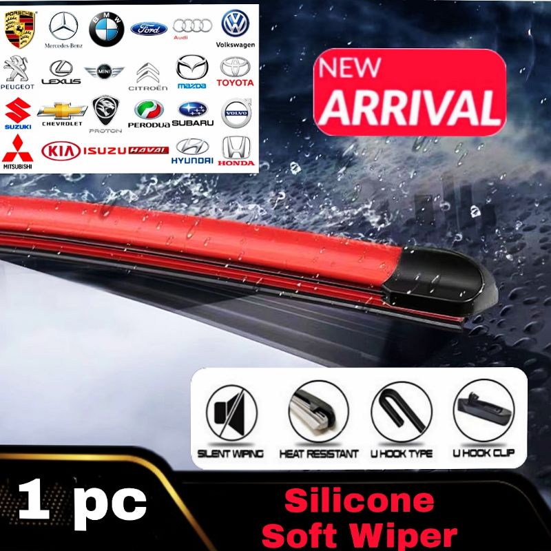 Exclusive Red Cover Car Silicone Soft Wiper Blade Proton Perodua Toyota Honda Alza Axia Myvi ...