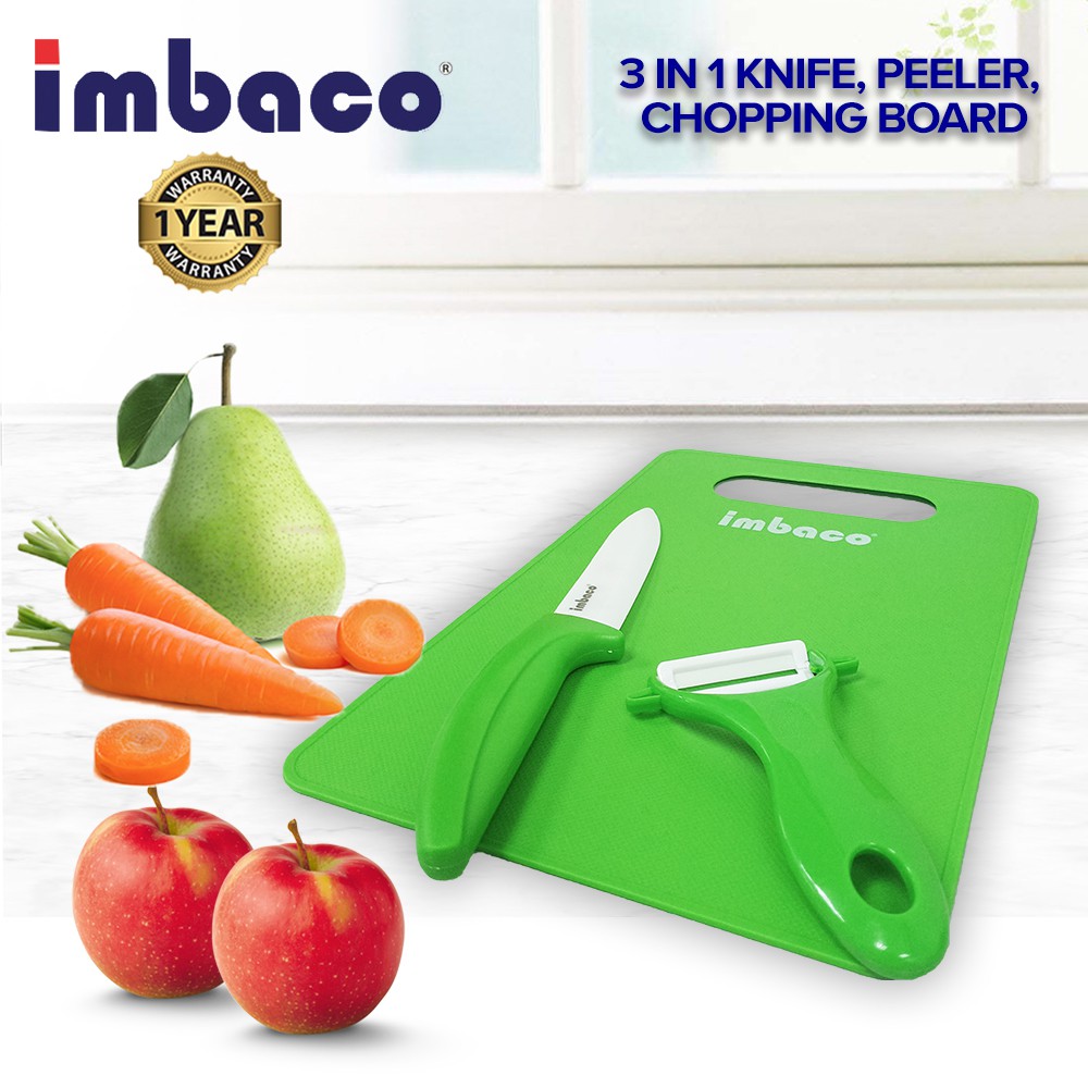 Imbaco KFS-3 Ceramic Knife Set Kitchen Peeler Chopping Board Cutting ...