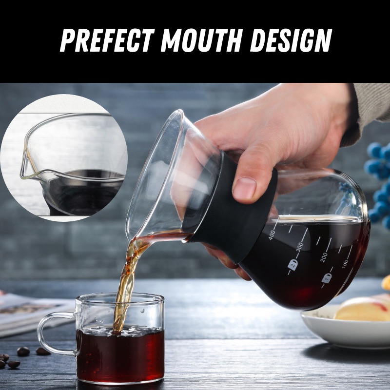 [Ready Stock] 400ml Hand pour over Glass coffee pot Coffee sharing pot ...