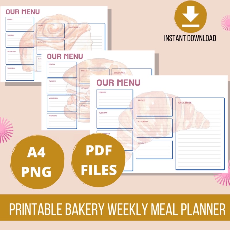 [PRINTABLE] Bakery Weekly Meal Planner / Pdf / iPad / Meal Planner ...