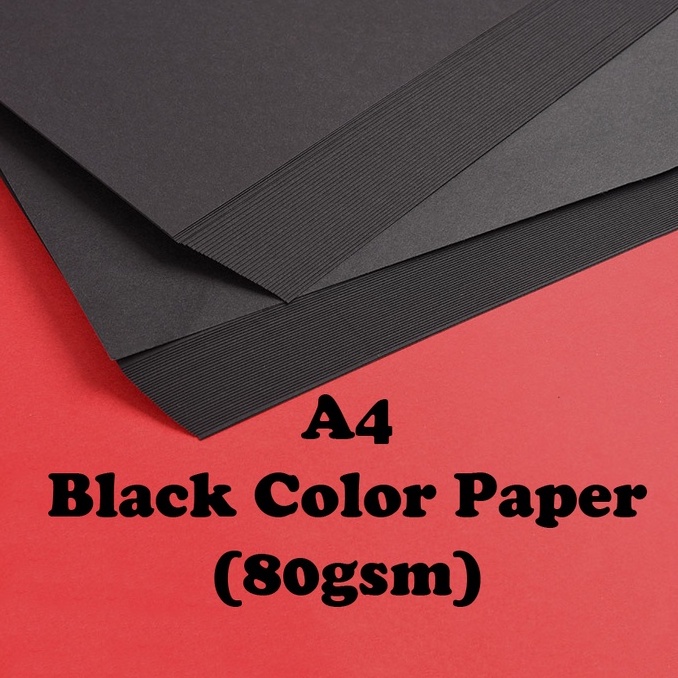 A4 Black Color Paper (80gsm) 1pack - 20sheets (Kertas Warna / Kertas ...