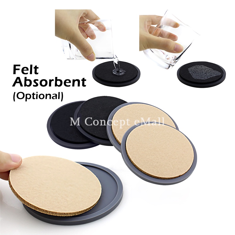 M Concept Alas Cawan Lapik Silicone Cup Coaster Round Rubber Mat Glass ...
