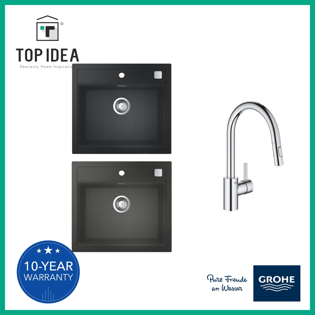 GROHE K700 60-C56 Composite Sink (2 Colours) with Waste + Euro Pull-Out ...