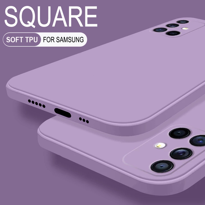 For Samsung Galaxy A02 A12 A22 A32 A01 A11 A02S A03S Square Soft TPU Candy Color Silicone Case ...