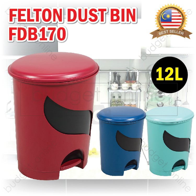 FELTON STEP BIN FDB170 12L Office School Indoor Dustbin Waste Garbage ...