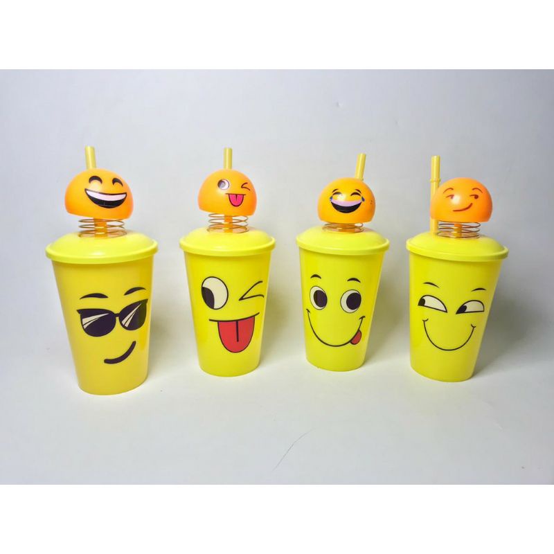 JJ CHEN Spring Doll Emoticon Glass Emoji Drinking Water Container Emo ...
