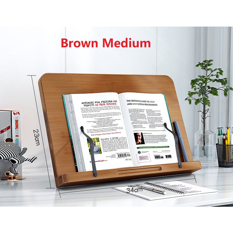 Double Storey Adjustable Portable Wooden Reading Stand Book Holder ...