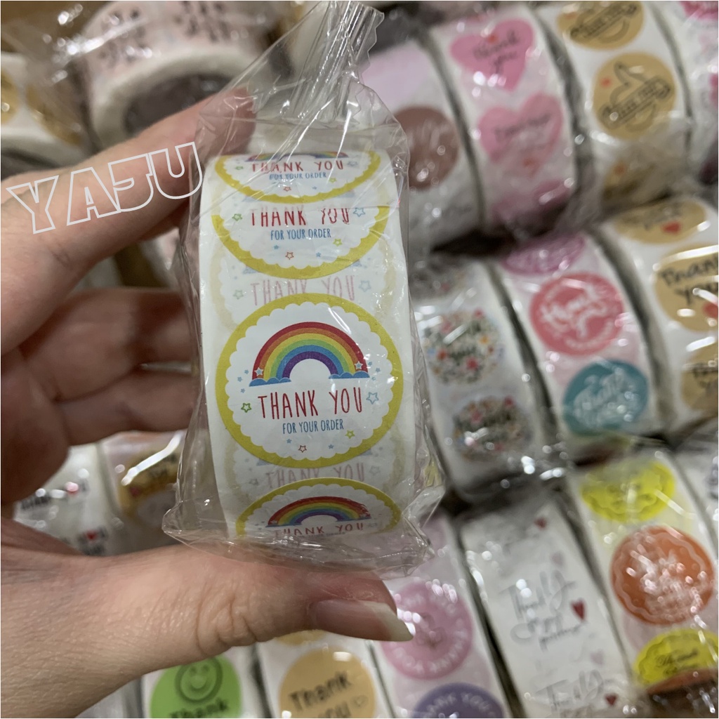 【YAJU!】Thank You & Handmake Sticker 25MM Label Seal Love Terima Kasih ...