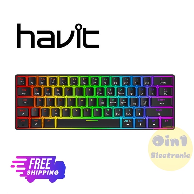 Havit 60% Wireless Bluetooth Mechanical Gaming Keyboard & Wired USB ...