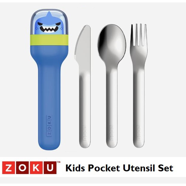 Zoku Premium Stainless Steel Pocket Utensil Set Spoon Fork Knife Kids ...