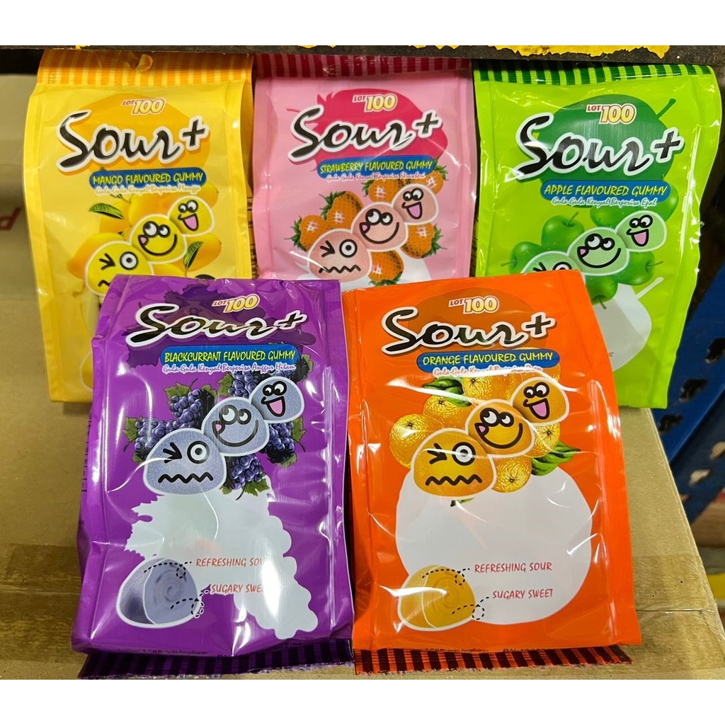 LOT 100 ASSORTED SOUR+ GUMMY- MANGO/BLACKCURRANT/ORANGE/APPLE ...