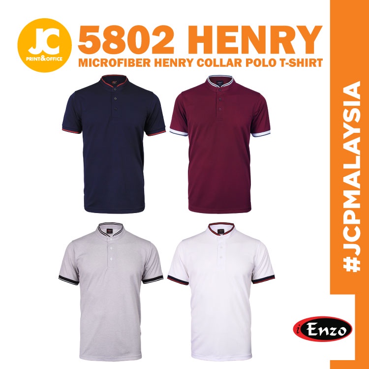 JCP ENZO Henry Collar Quick Dry Polo T-Shirt 5802 Unisex Adult Plain ...