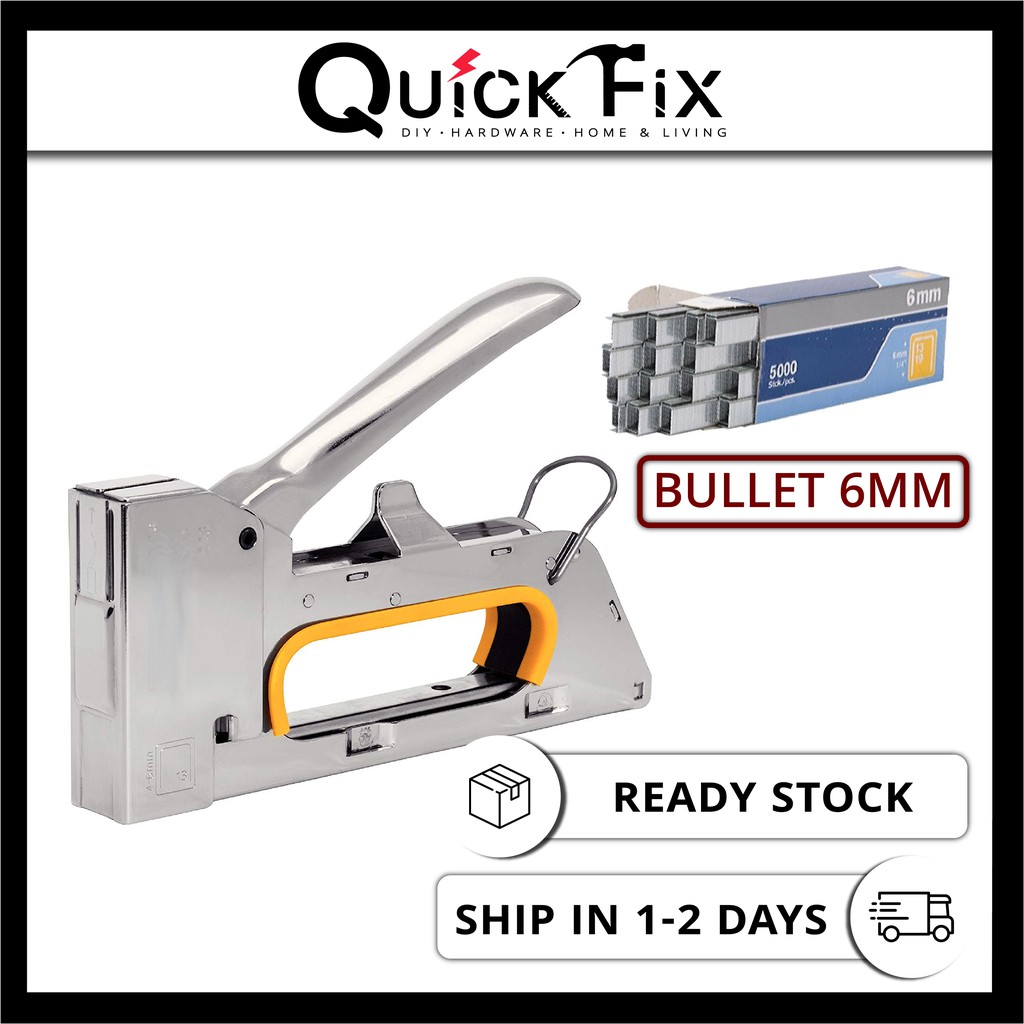 QuickFix Heavy Duty Hand Staple Gun & Bullet Refill 6mm Rapid Gun ...